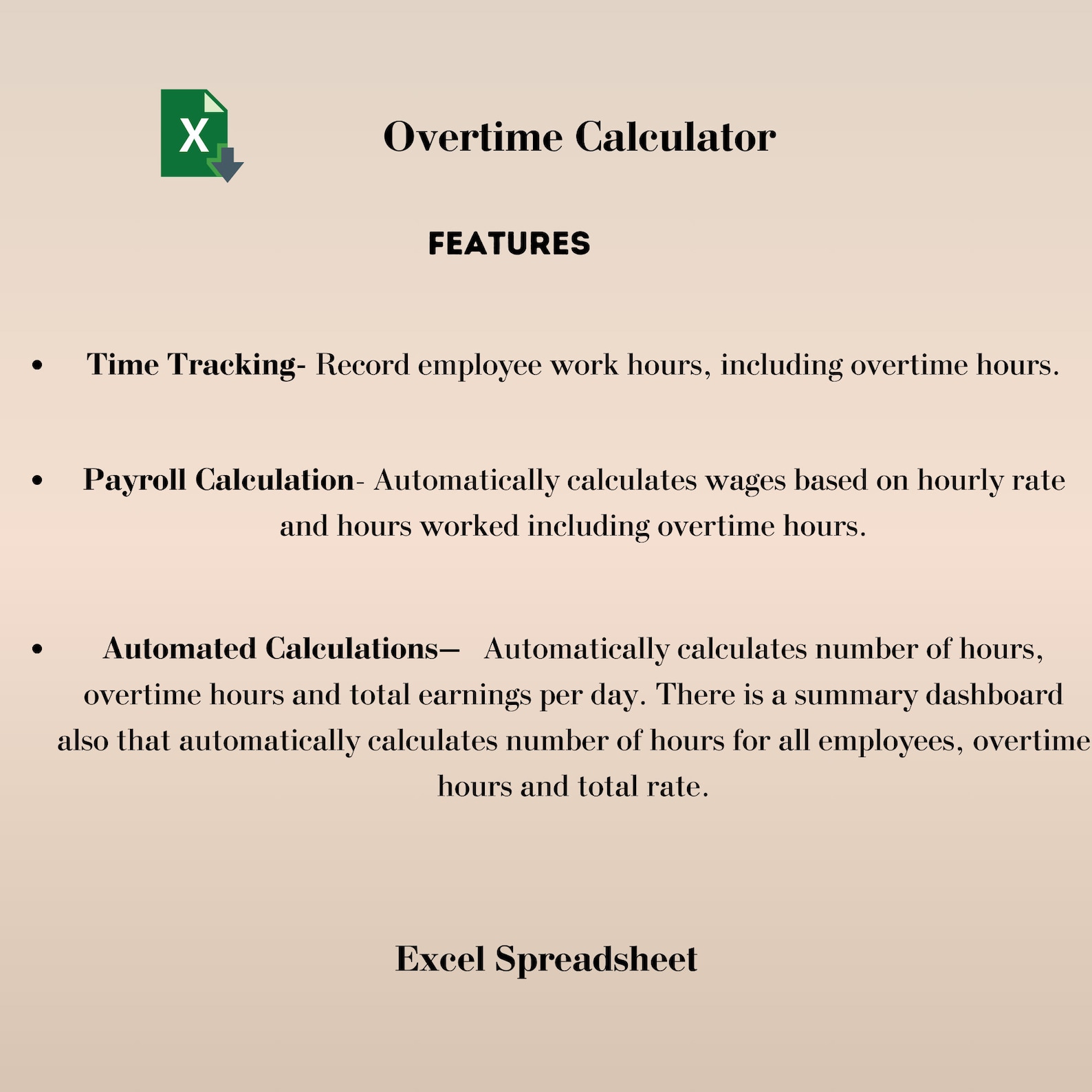 Automated Payroll Spreadsheet to Calculate Overtime, Overtime ...