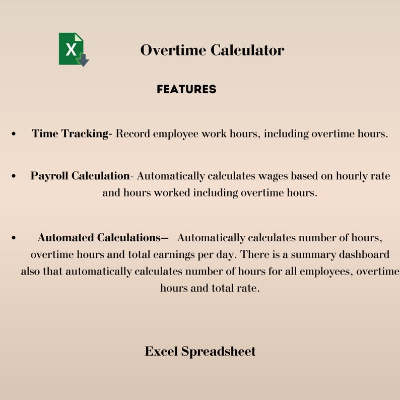 Automated Payroll Spreadsheet to Calculate Overtime, Overtime Calculator, Employee Payroll ...