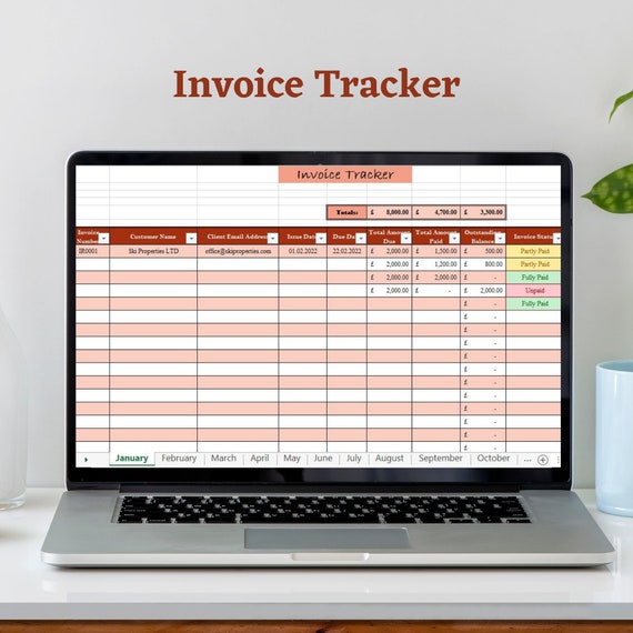 Invoice Tracker Spreadsheet Payment Tracker in Excel Payment | Etsy