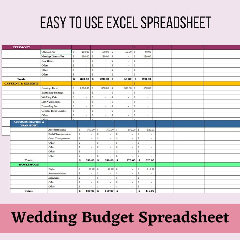 Wedding Budget Planner Spreadsheet, Wedding Budget Tracker, Financial ...