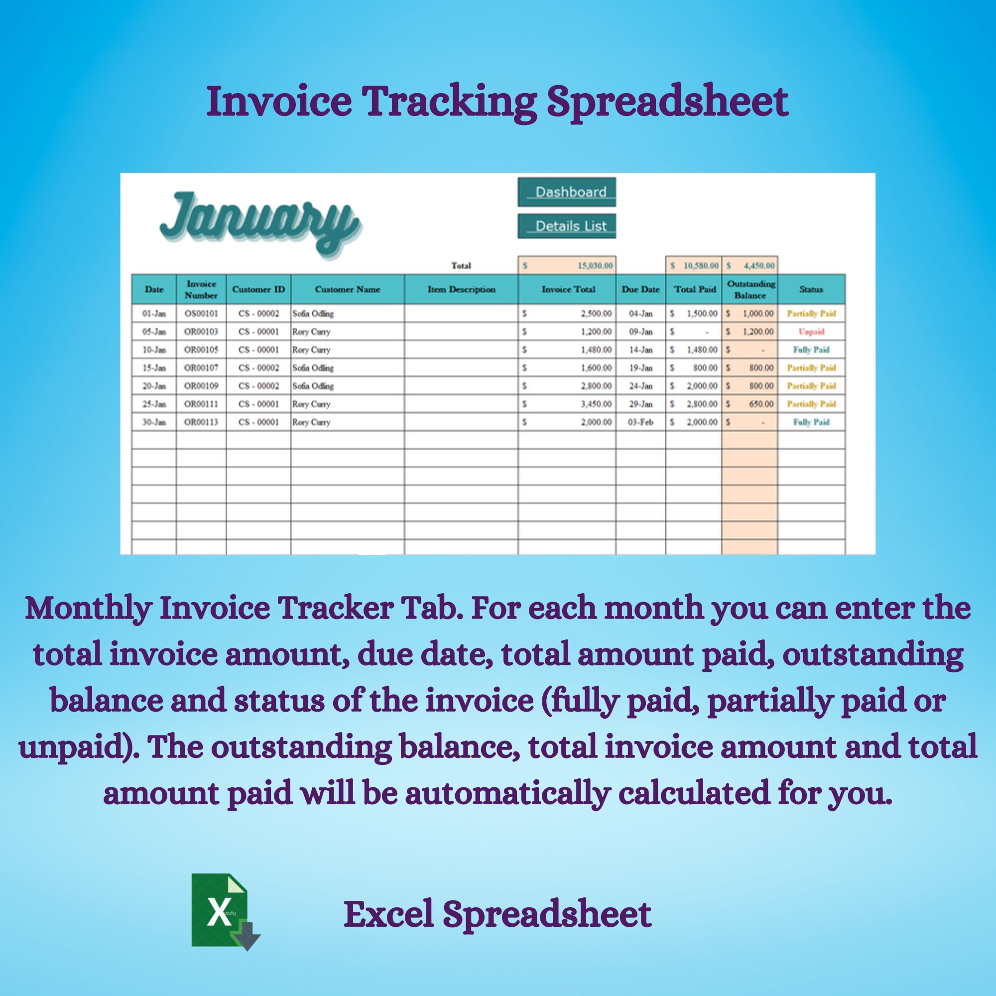 Invoice Tracking Spreadsheet, Invoice Management System, Small Business ...