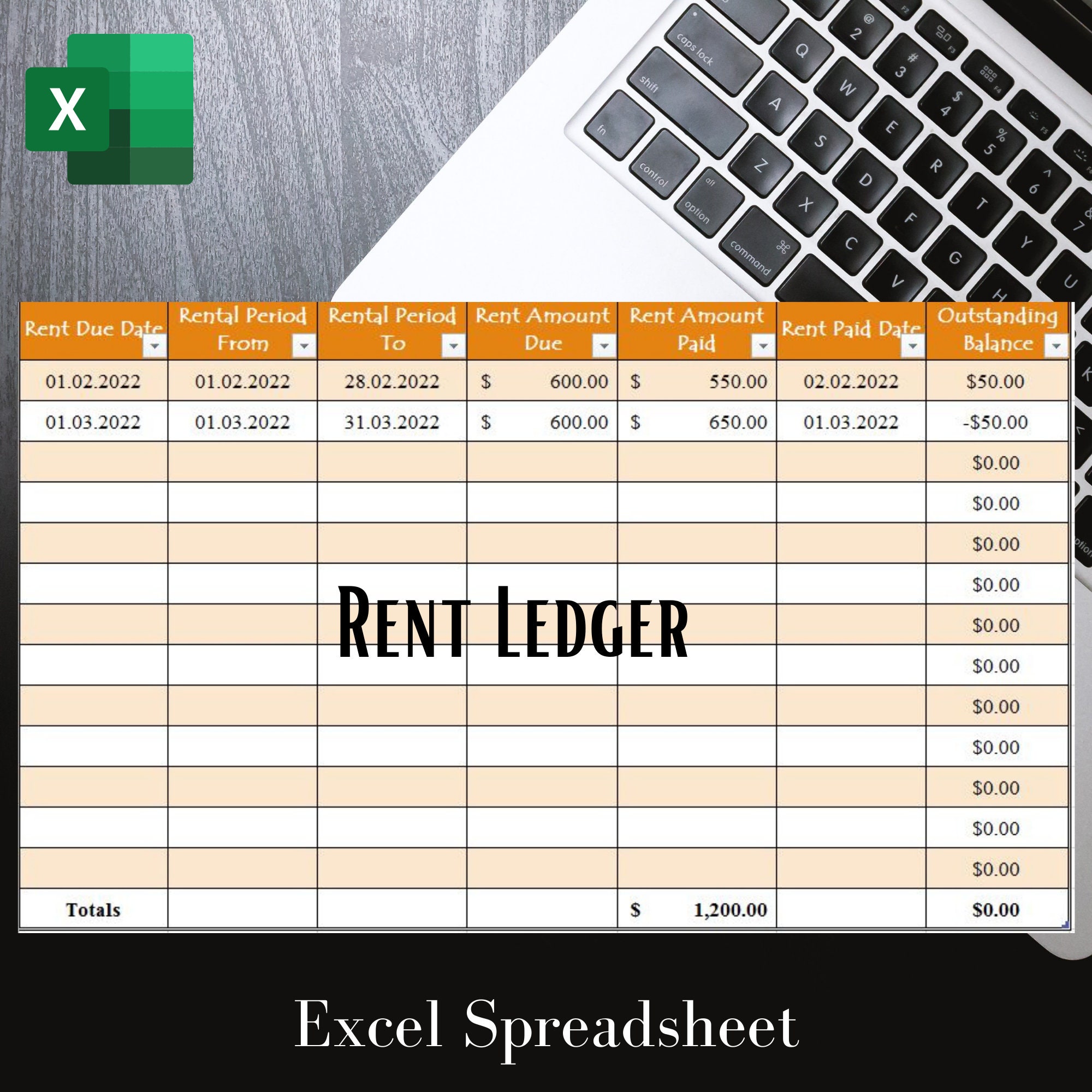 Rent Payment Ledger Excel, Rent Payment Tracker, Tenant Rent Ledger ...