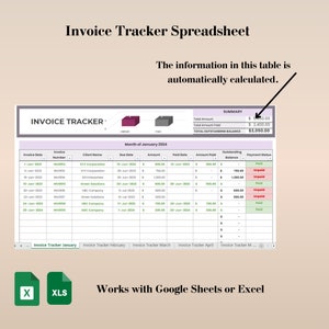 Invoice Tracker Google Sheets, Invoice Tracker Spreadsheet, Invoice ...