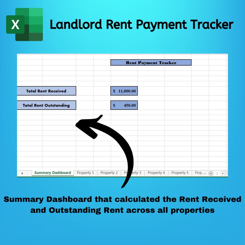 Rent Payment Tracker in Excel, Rental Property Ledger for up to 10 ...