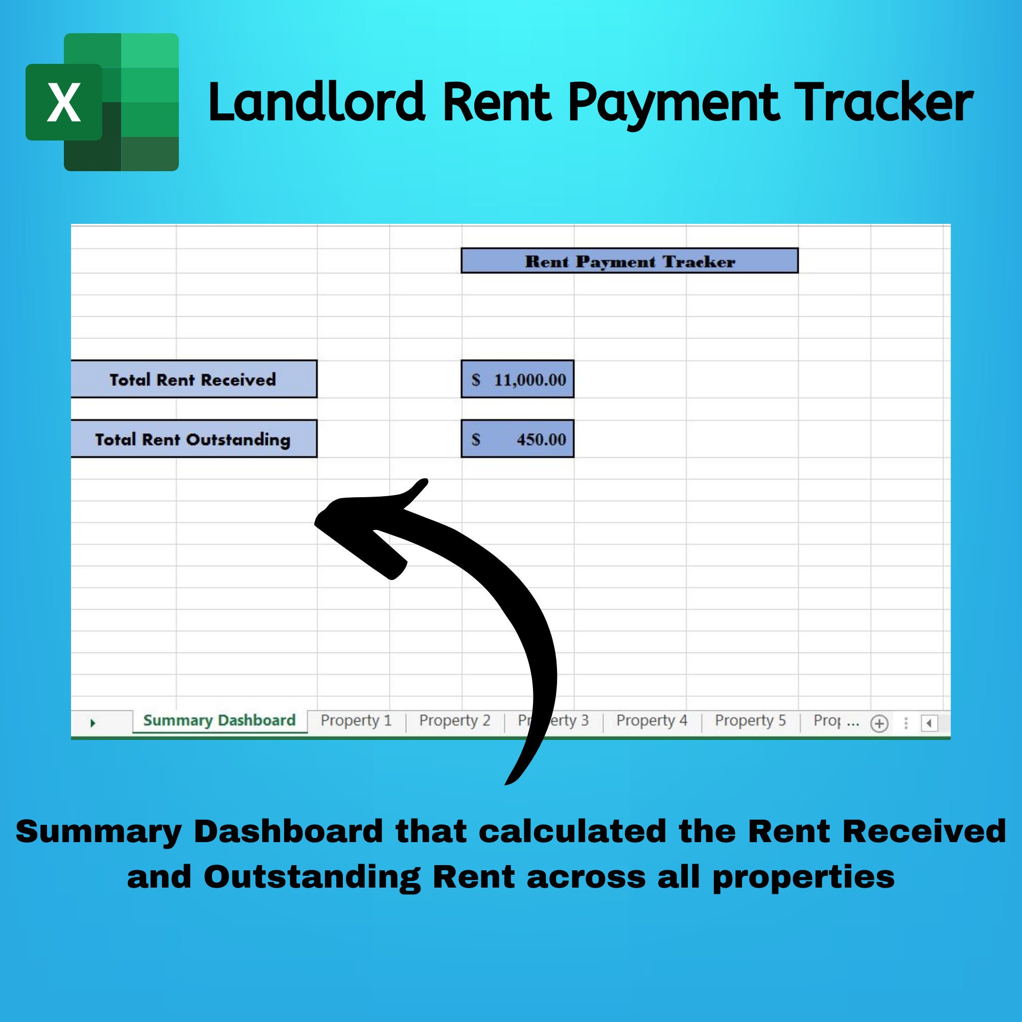 Rent Payment Tracker in Excel, Rental Property Ledger for up to 10 ...