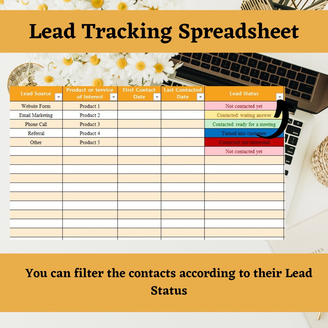 Lead Tracking Spreadsheet, Lead Tracker for Follow-ups, Sales ...