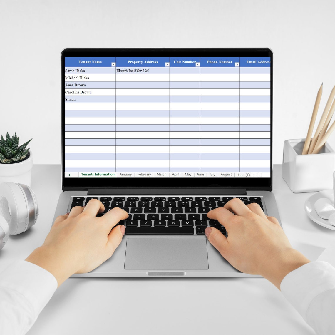 12 Months Rent Payment Ledger, Rent Payment Tracker With Late Fee ...