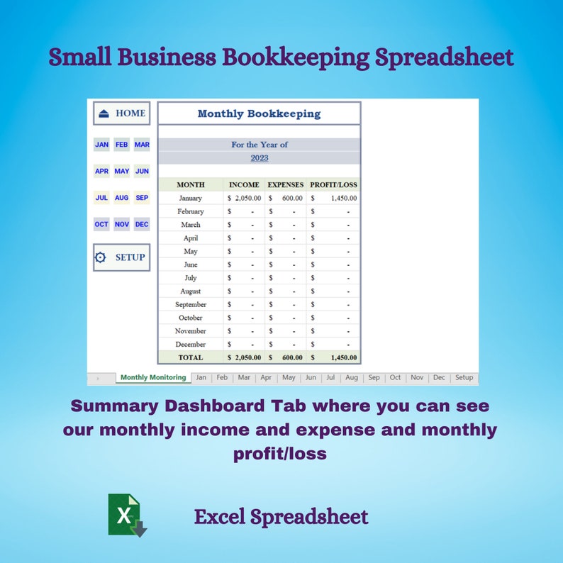 Small Business Bookkeeping Spreadsheet, Small Business Income and ...