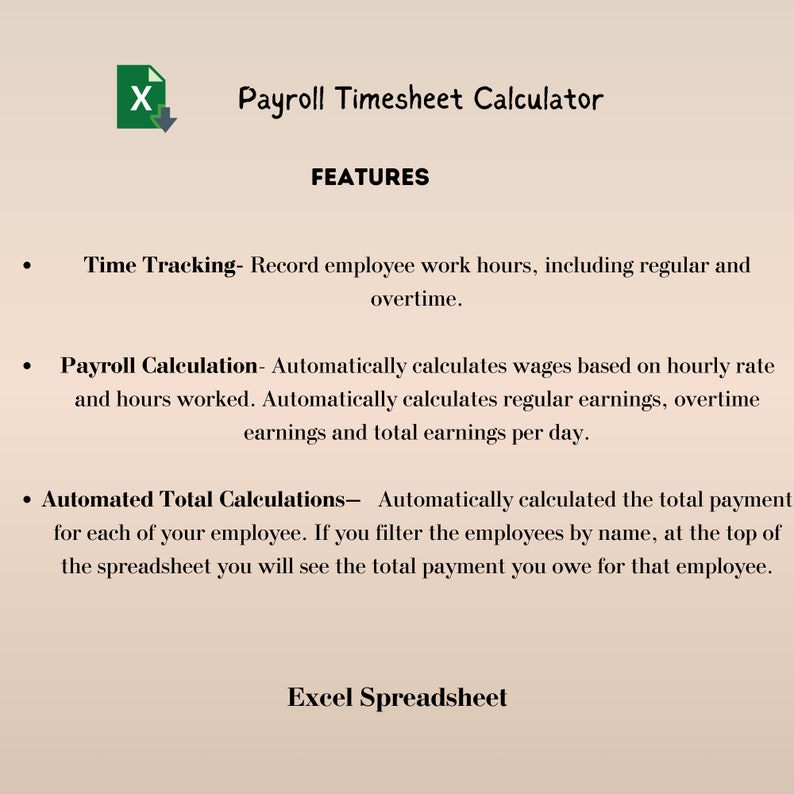 Employee Payroll Calculator, Payroll Timesheet Calculator, Payroll Tracker Excel, Employee ...