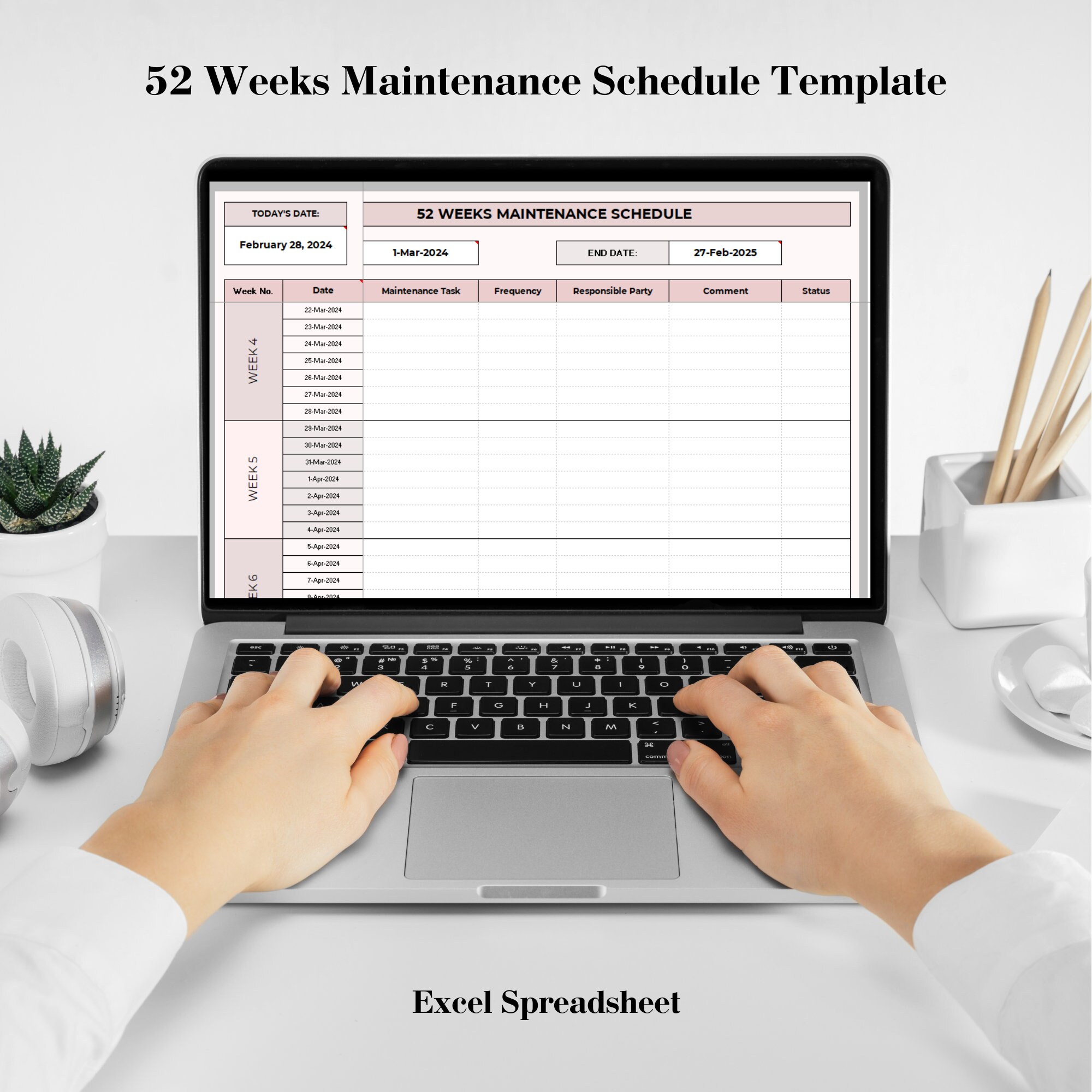 52 Weeks Maintenance Schedule Template, Maintenance Tracker ...