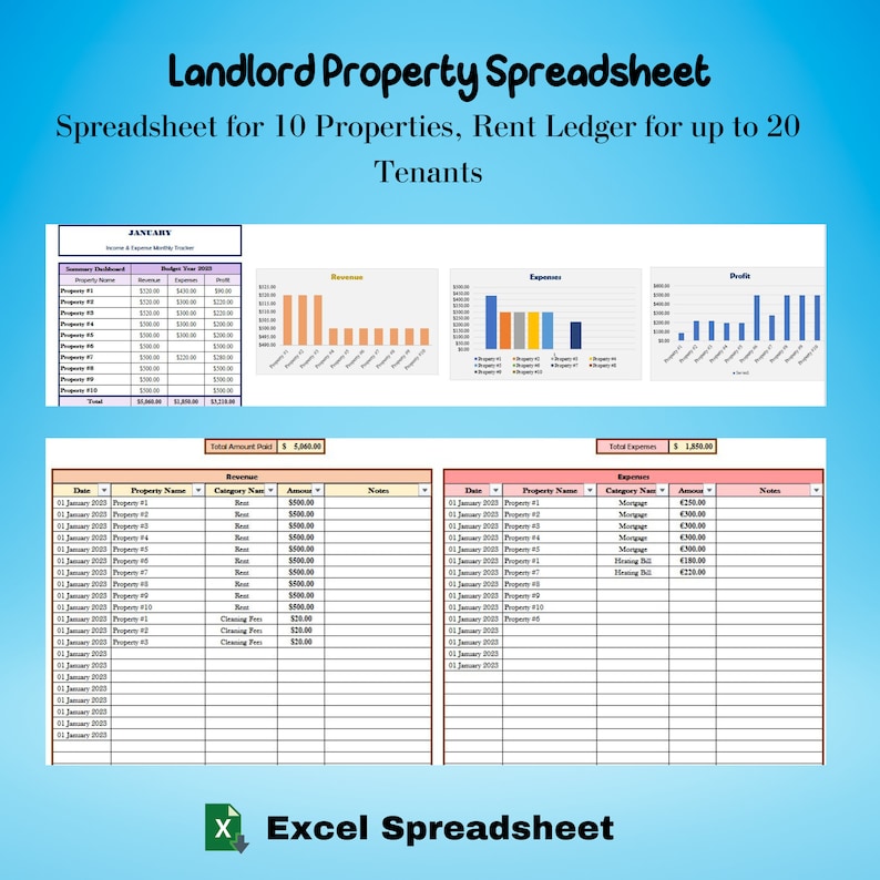 Rental Property Income and Expense Tracker, Property Management ...