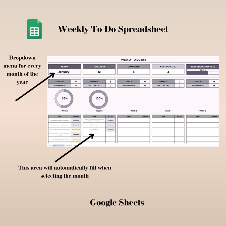 To-do List Template Spreadsheet in Google Sheets, Weekly & Daily Task ...
