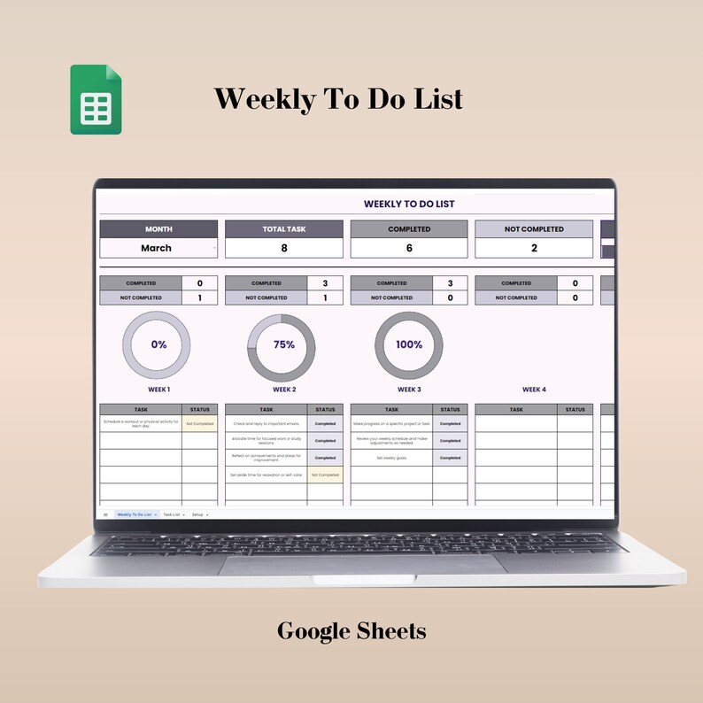 To-do List Template Spreadsheet in Google Sheets, Weekly & Daily Task ...