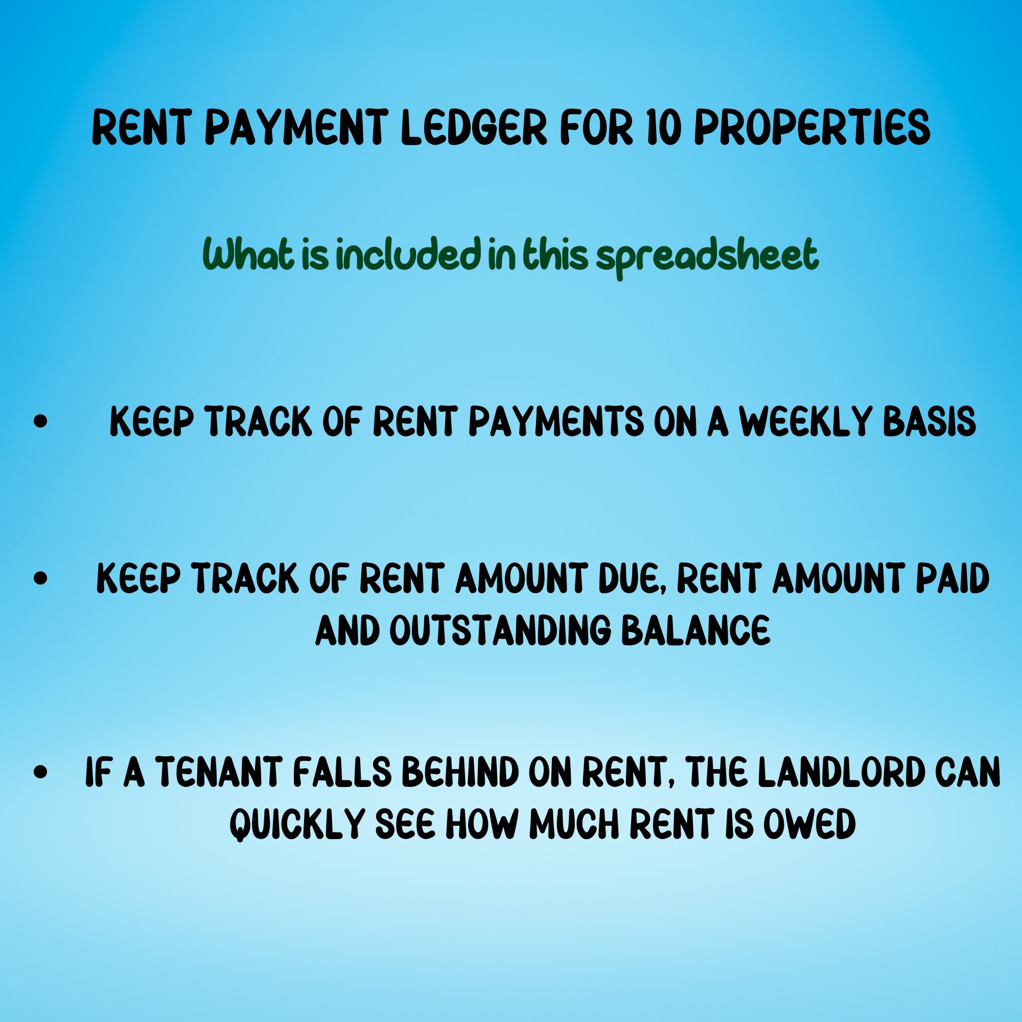 Weekly Rent Ledger for 10 Properties in EUR, Landlord Rent Ledger, Rent ...