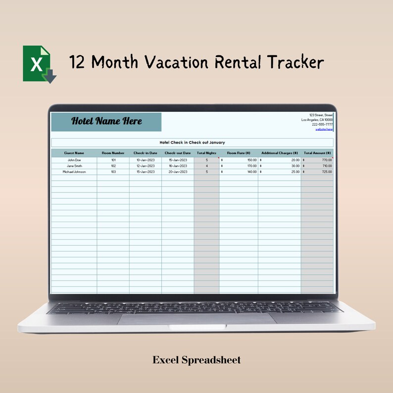 12 Month Vacation Rental Tracker, Short Term Rental Reservation ...