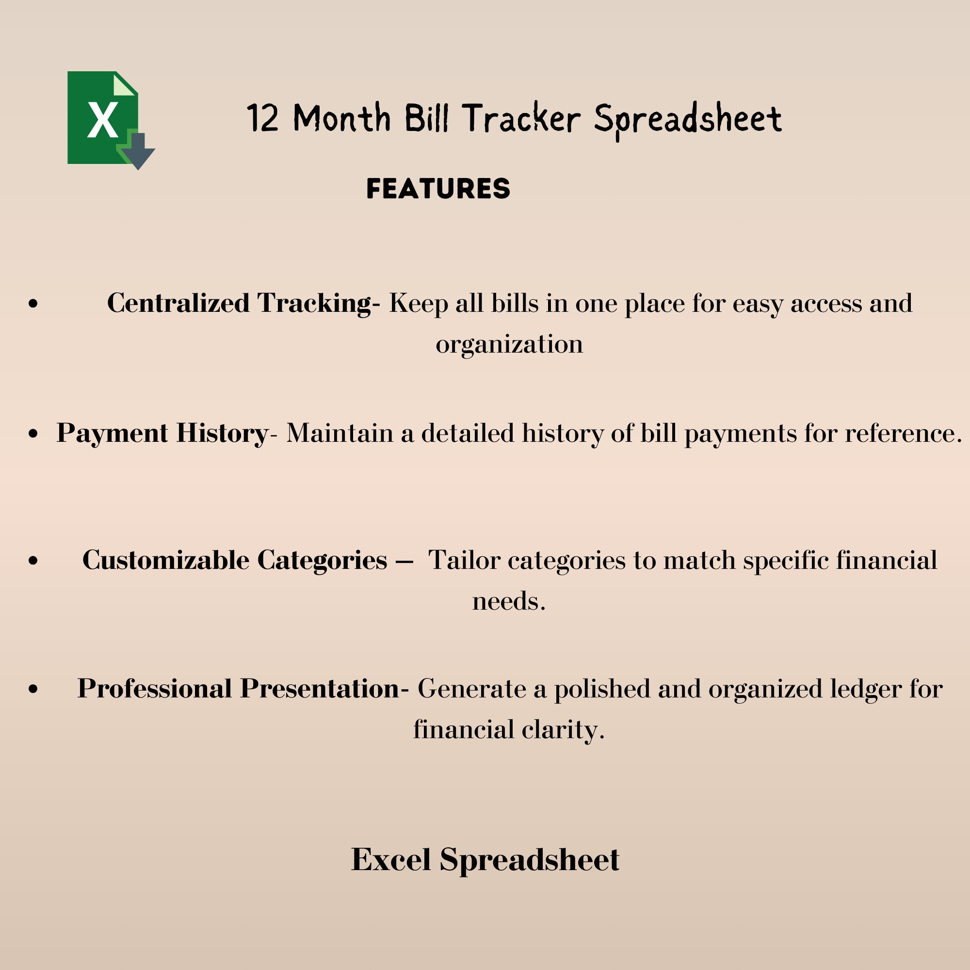 12 Month Bill Tracker Spreadsheet, Monthly Bill Payment Log, Bill ...