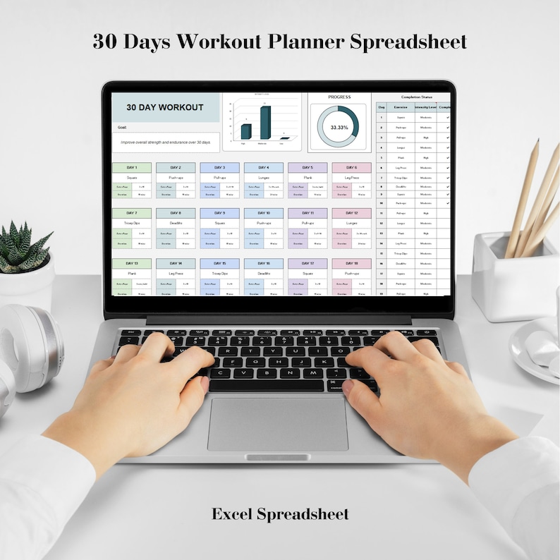 30 Days Workout Planner Spreadsheet, Workout Tracker Excel, Fitness ...