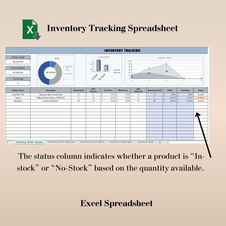 Basic Inventory Tracker Spreadsheet, Inventory Management Sheet, Small ...
