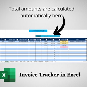 Invoice Tracker Spreadsheet in Excel, Editable Client Tracker Template ...