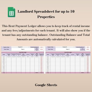Landlord Property Spreadsheet in Google Sheets for up to 10 Properties ...