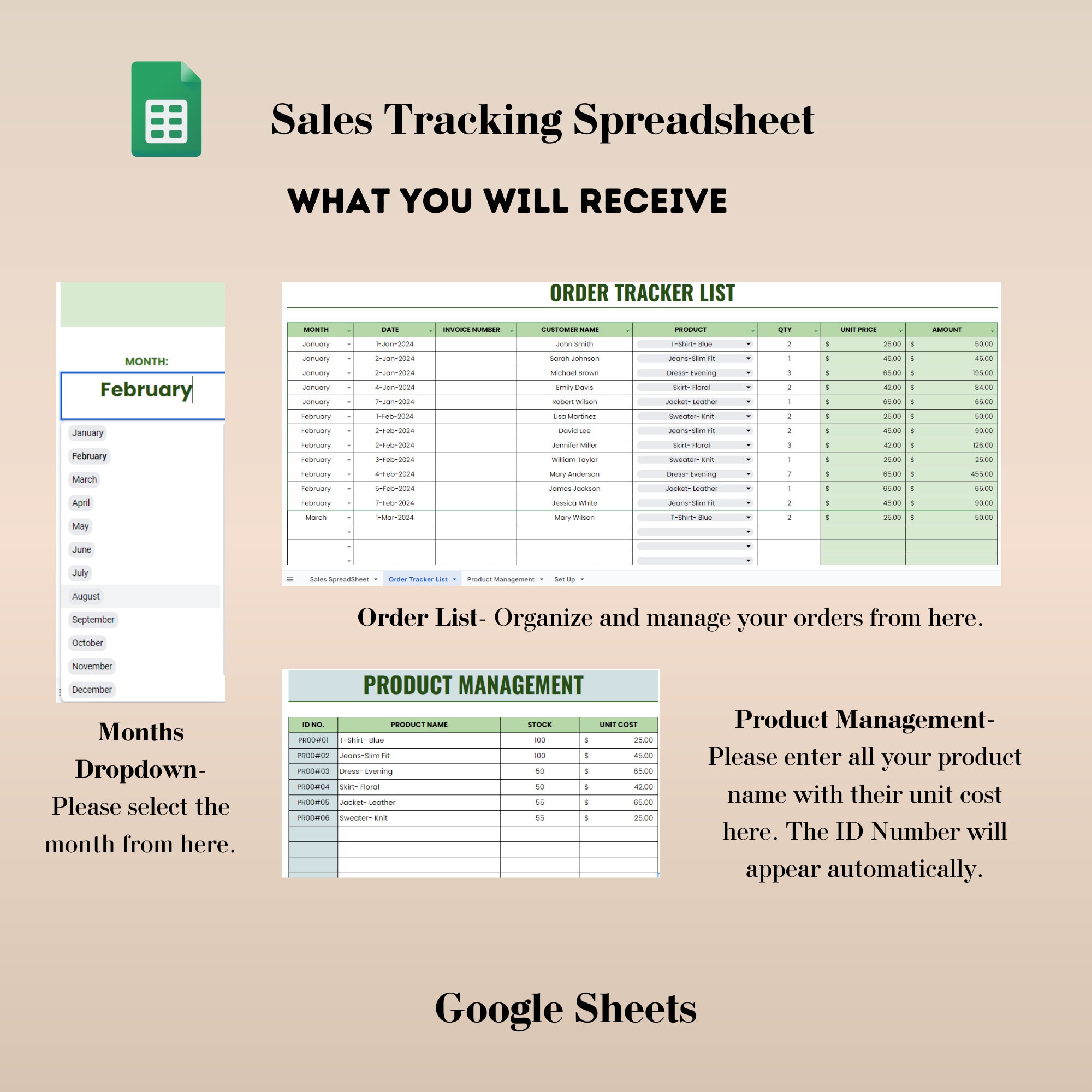 Sales Tracker Google Sheet, Order Tracking Spreadsheet, Small Business ...