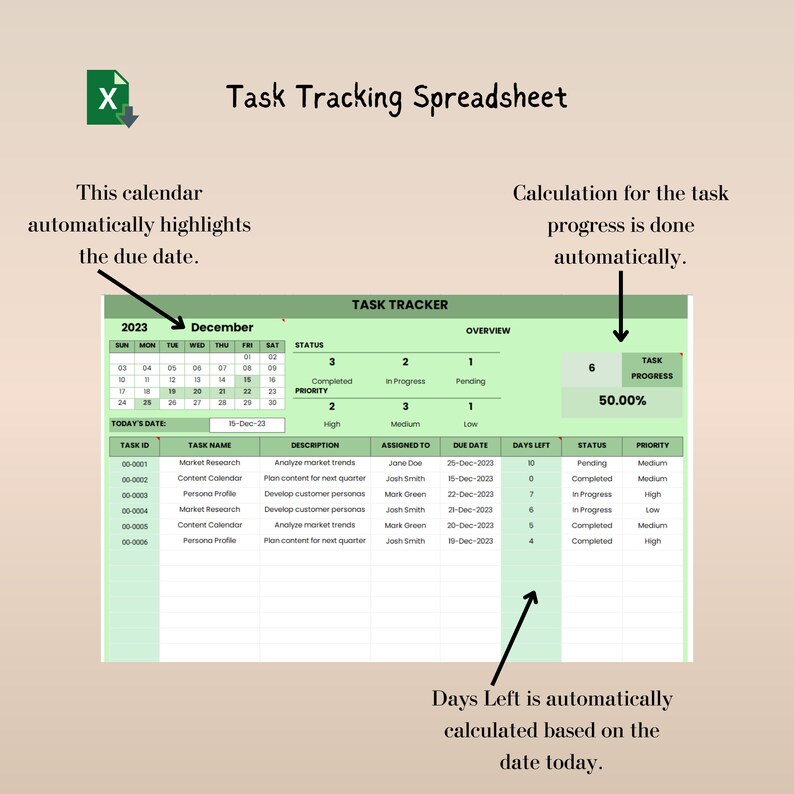 Task Tracking Spreadsheet, Small Business Task Planner, Monthly ...