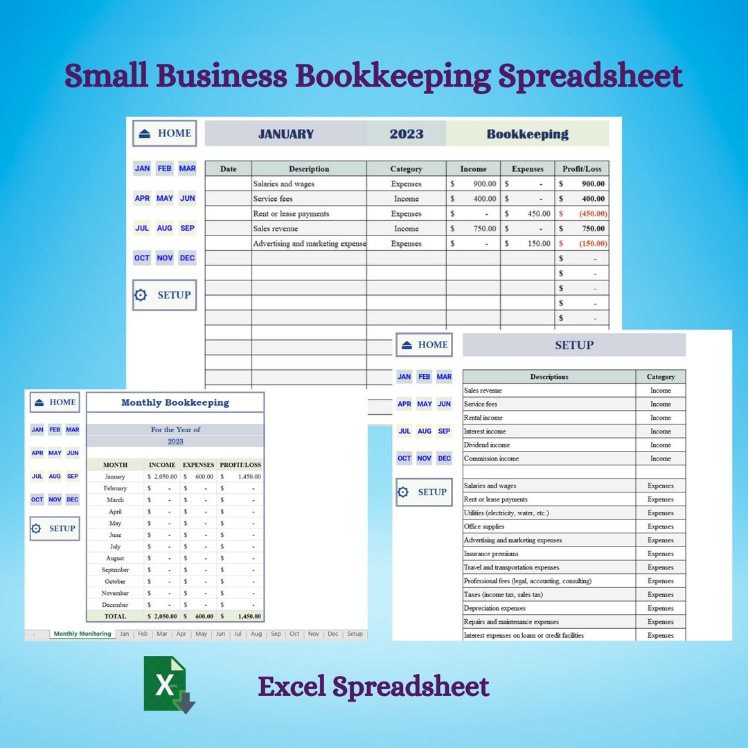 Small Business Bookkeeping Spreadsheet, Small Business Income and ...