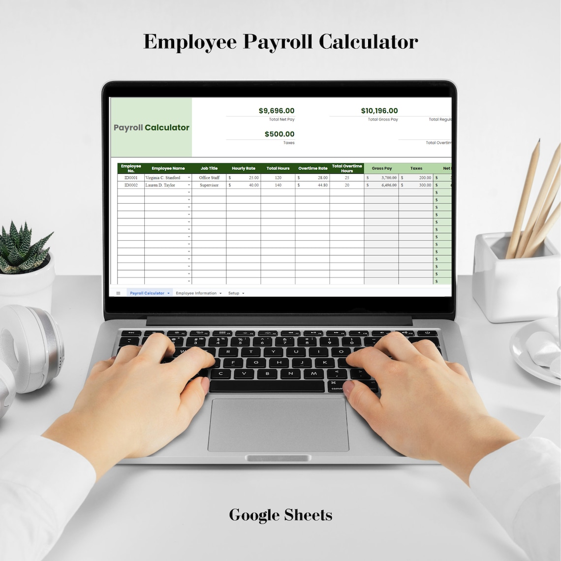 Payroll Calculator Google Sheet, Employee Payroll Records, Employee ...