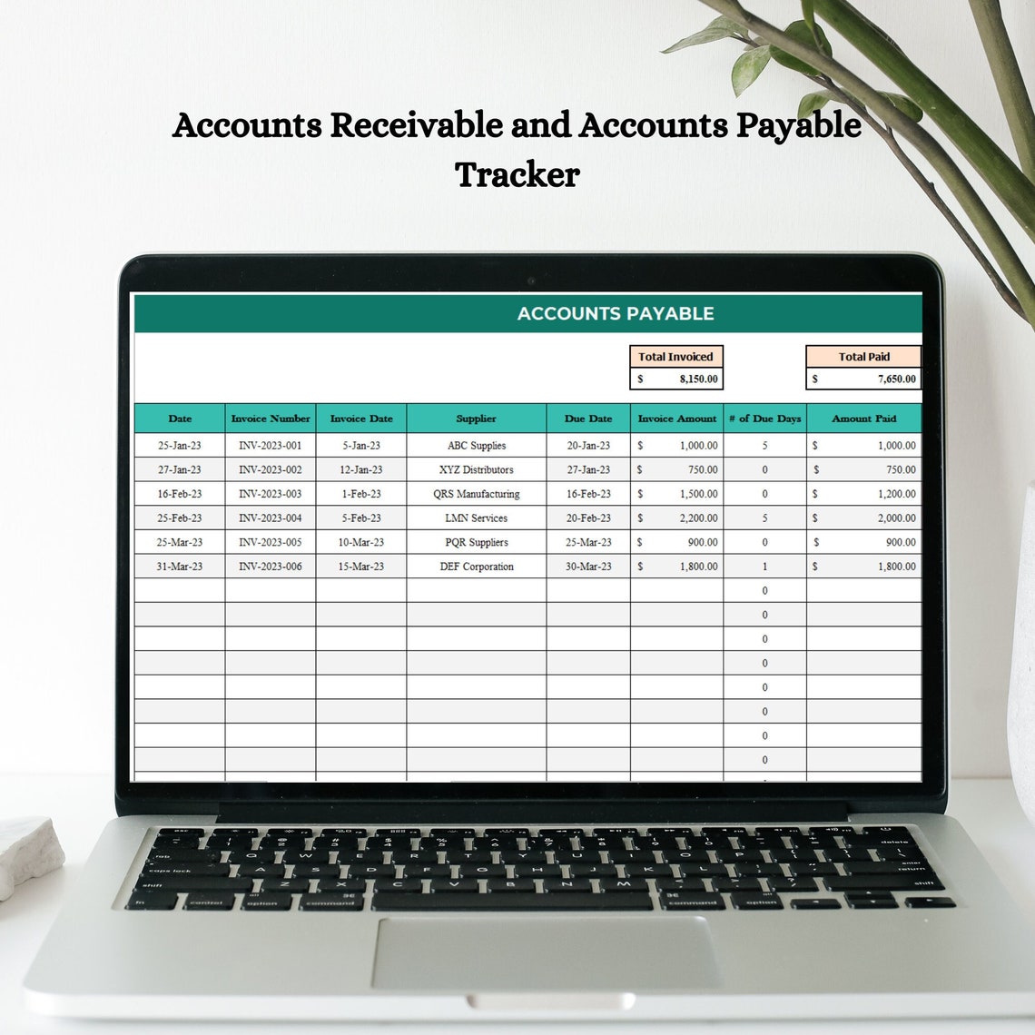 Accounts Receivable and Accounts Payable Tracker, Accounts Receivable ...