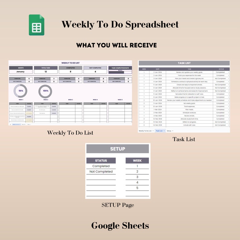 To-do List Template Spreadsheet in Google Sheets, Weekly & Daily Task ...