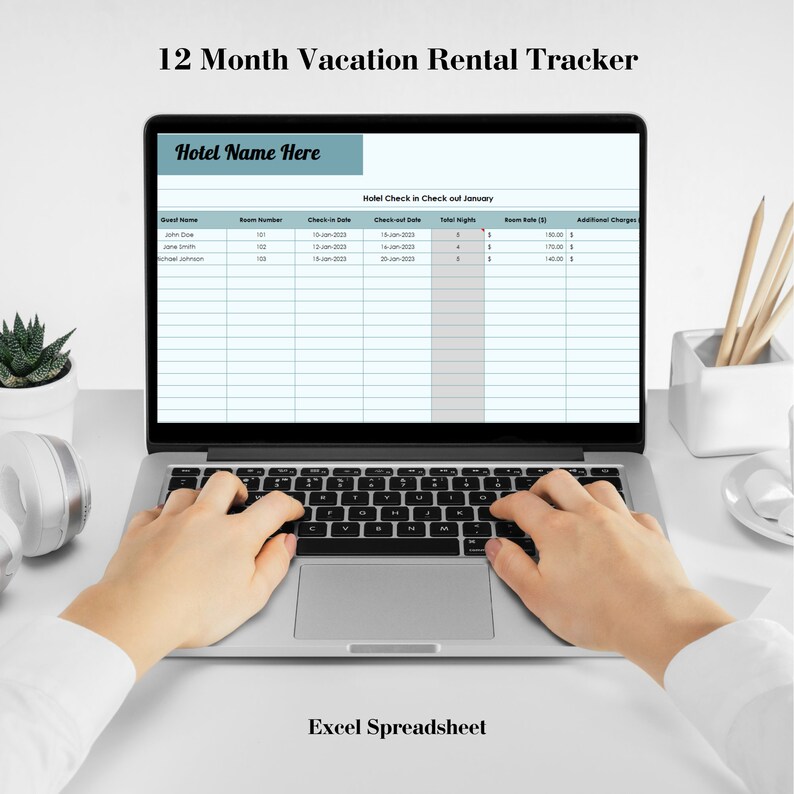 12 Month Vacation Rental Tracker, Short Term Rental Reservation ...