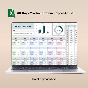 30 Days Workout Planner Spreadsheet, Workout Tracker Excel, Fitness ...