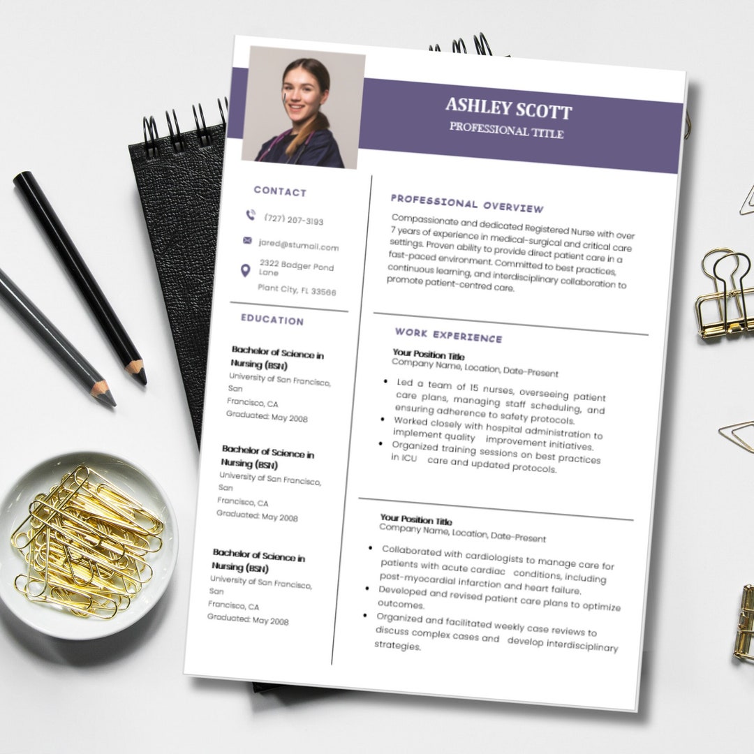 Nurse Resume Template Word, Modern Resume Template With Photo ...