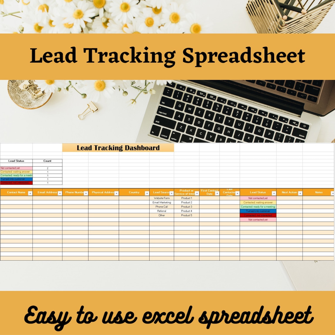 Lead Tracking Spreadsheet, Lead Tracker for Follow-ups, Sales ...