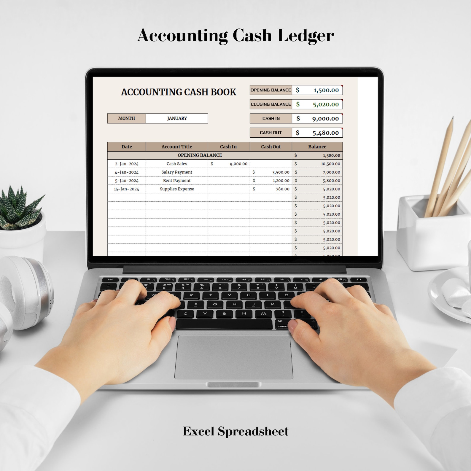 Accounting Ledger for Small Business, Accounting Cash Book, Small ...