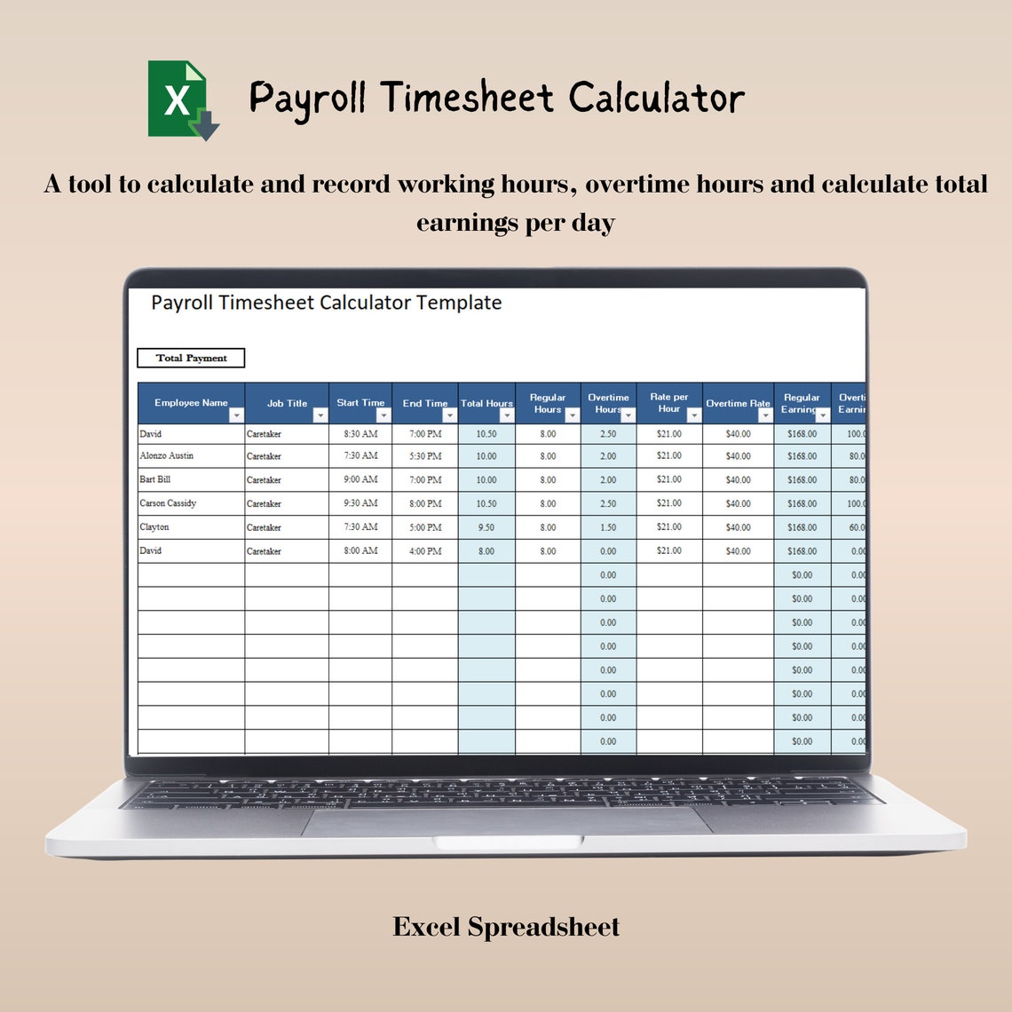 Employee Payroll Calculator, Payroll Timesheet Calculator, Payroll ...