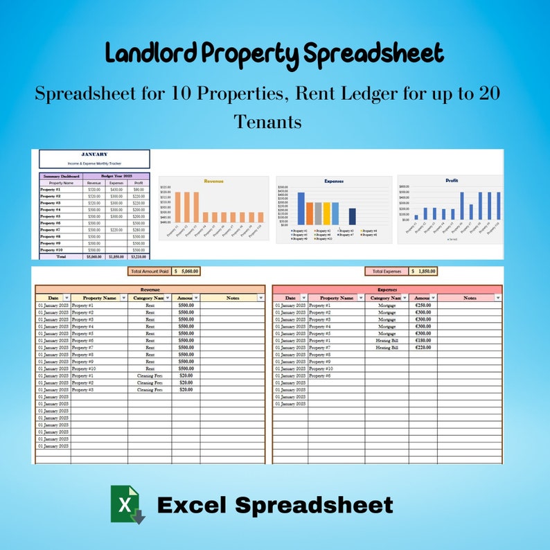 Rental Property Income and Expense Tracker, Property Management ...