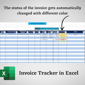 Invoice Tracker Spreadsheet in Excel, Editable Client Tracker Template ...