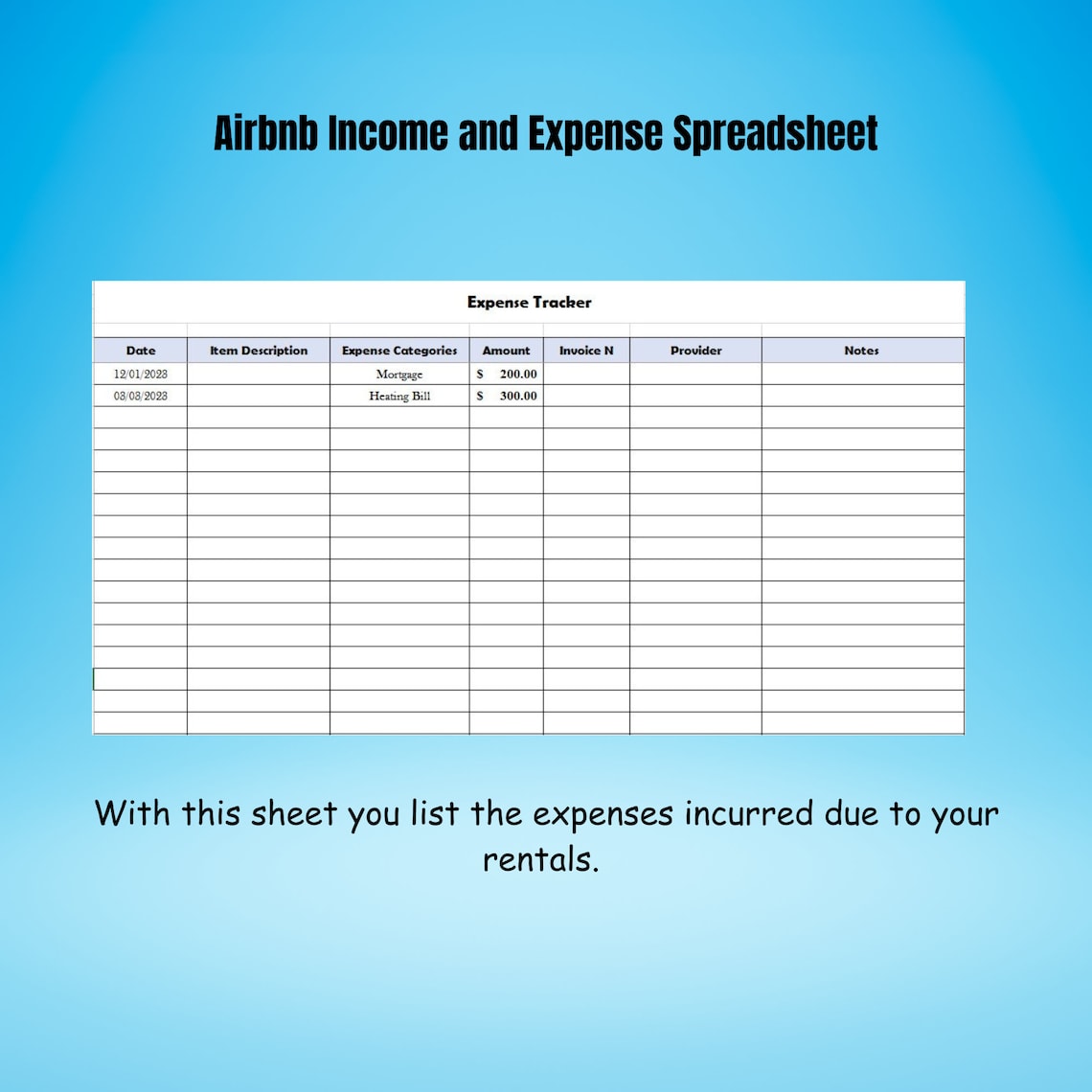 Airbnb Income and Expense Spreadsheet USD, Airbnb Rental Template ...