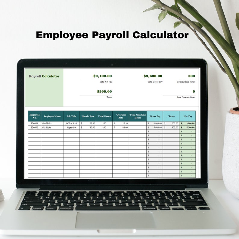 Automated Payroll Calculator Excel, Employee Payroll Template, Payroll ...