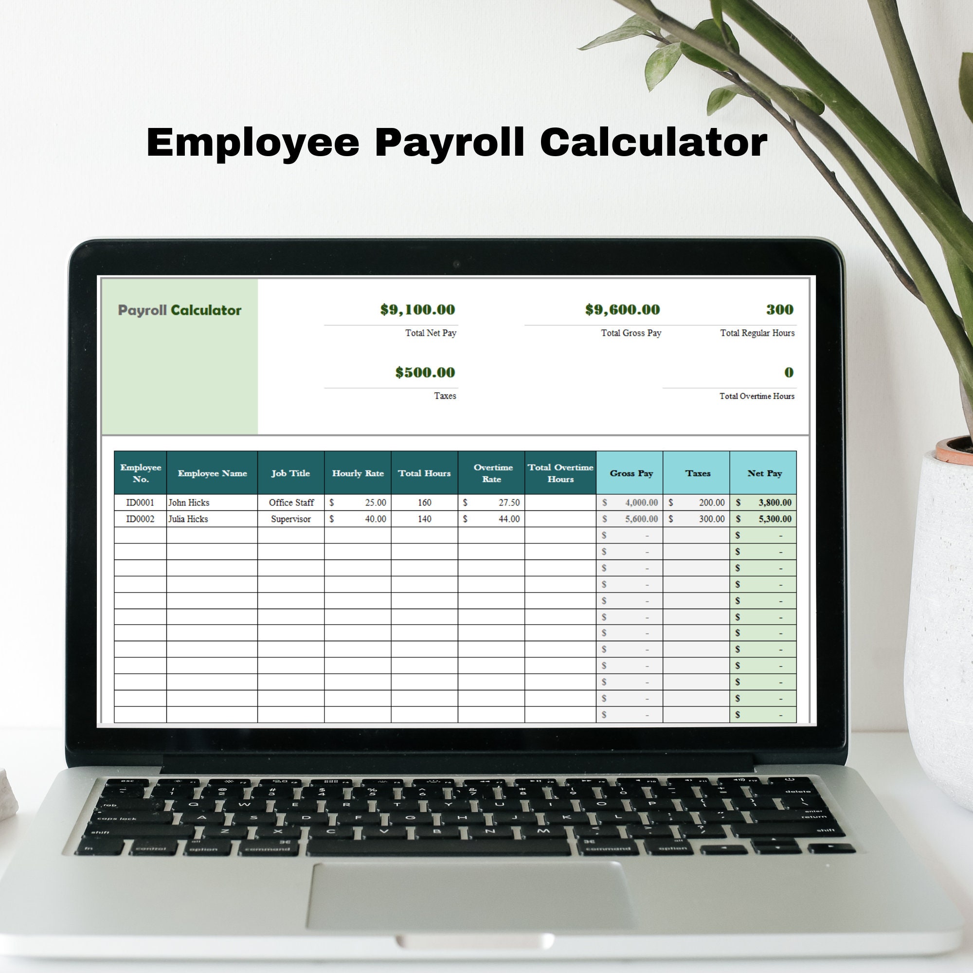 Automated Payroll Calculator Excel, Employee Payroll Template, Payroll ...
