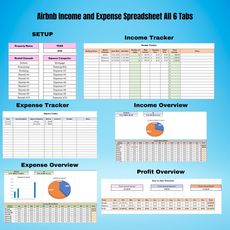 Airbnb Income and Expense Spreadsheet Airbnb Rental Template - Etsy
