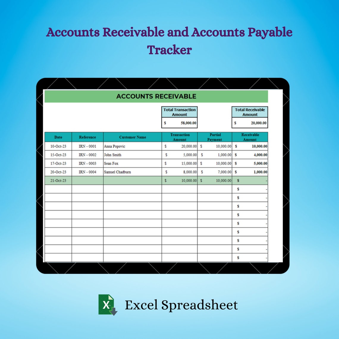 Accounts Receivable and Accounts Payable Tracker, Accounts Receivable ...