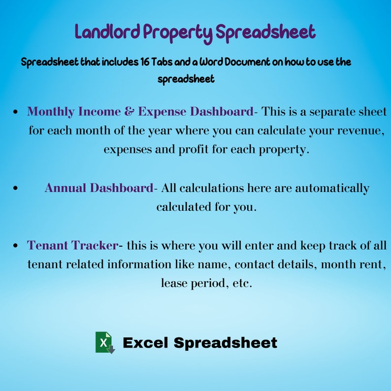 Rental Property Tracker Excel, Rental Income and Expense Tracker ...