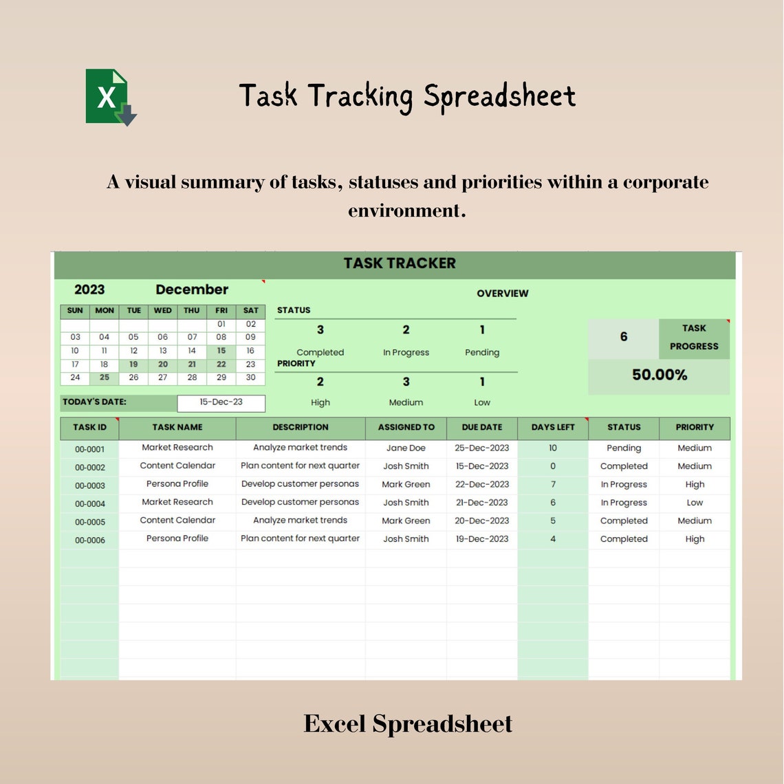 Task Tracking Spreadsheet, Small Business Task Planner, Monthly ...