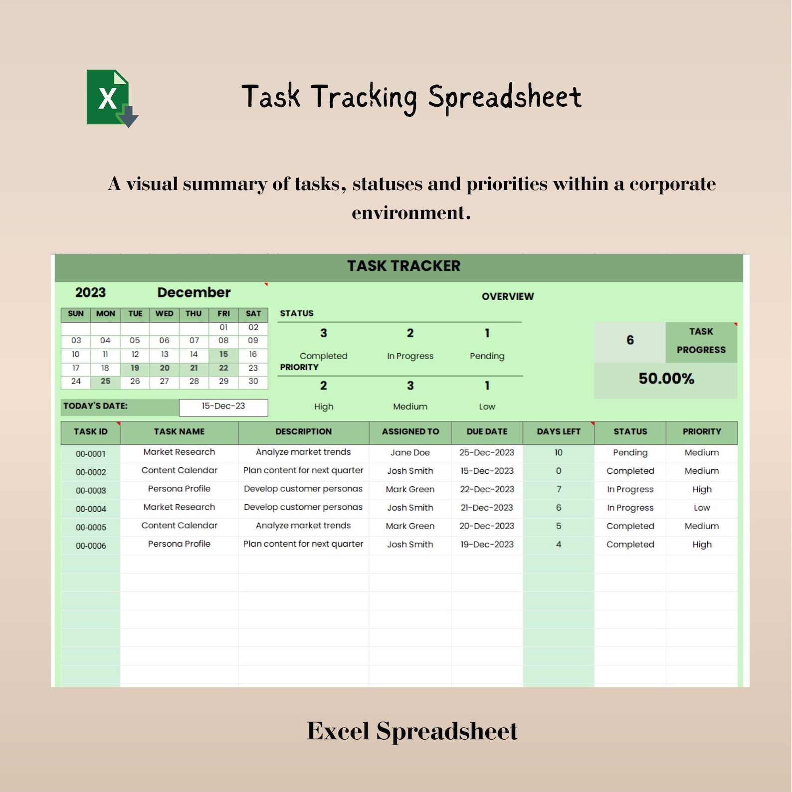 Task Tracking Spreadsheet, Small Business Task Planner, Monthly ...
