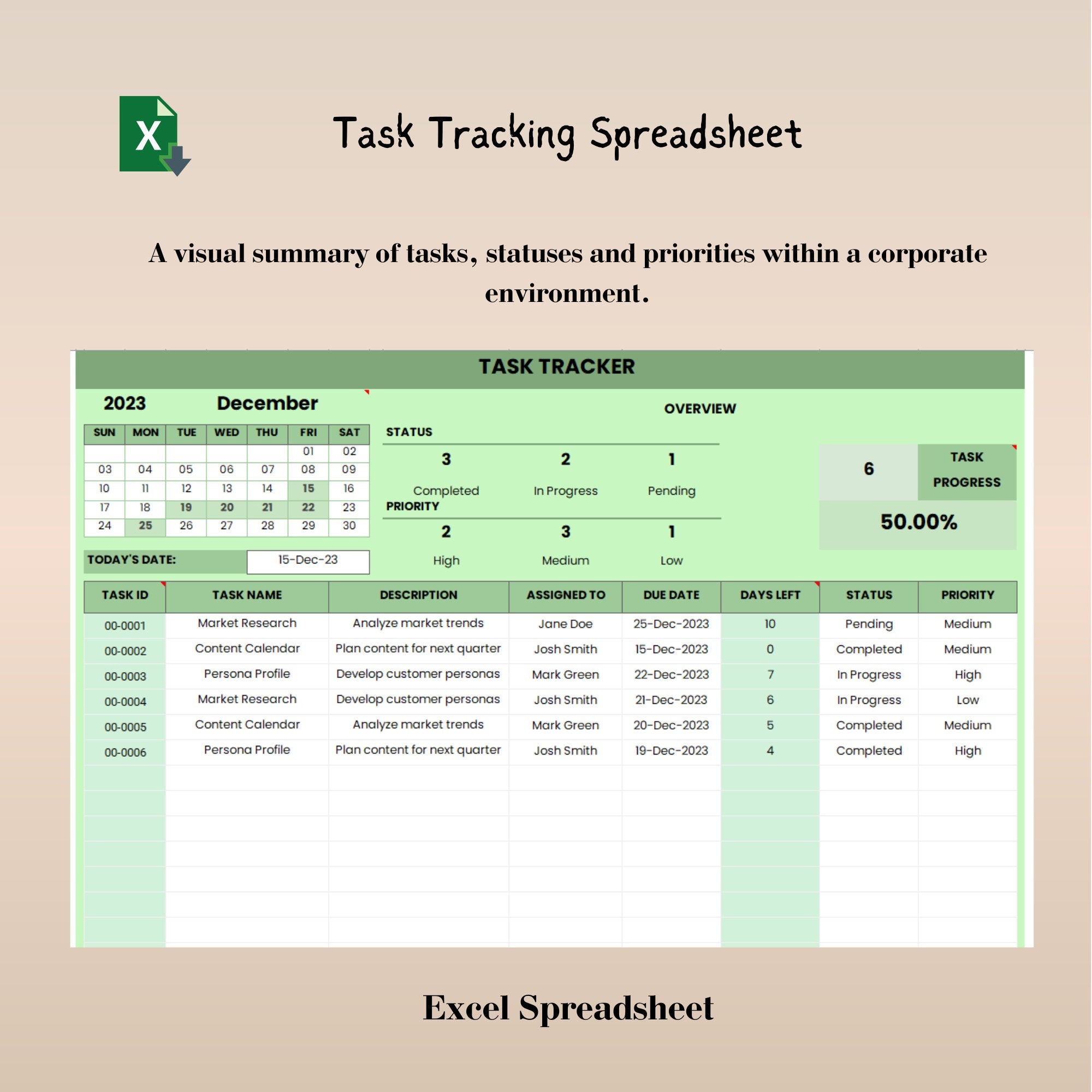 Task Tracking Spreadsheet, Small Business Task Planner, Monthly ...