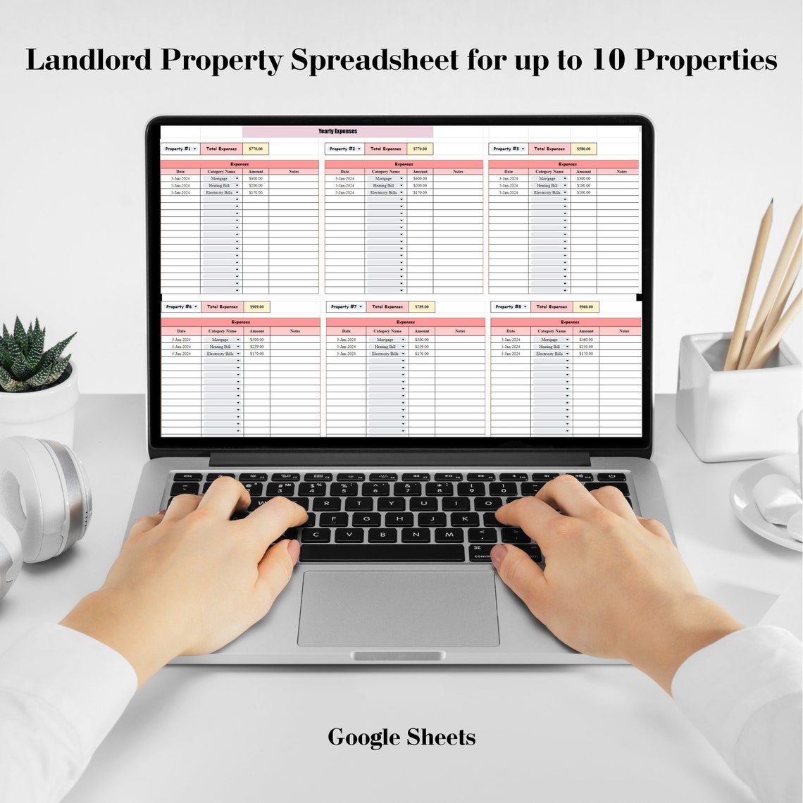 Landlord Property Spreadsheet in Google Sheets for up to 10 Properties ...