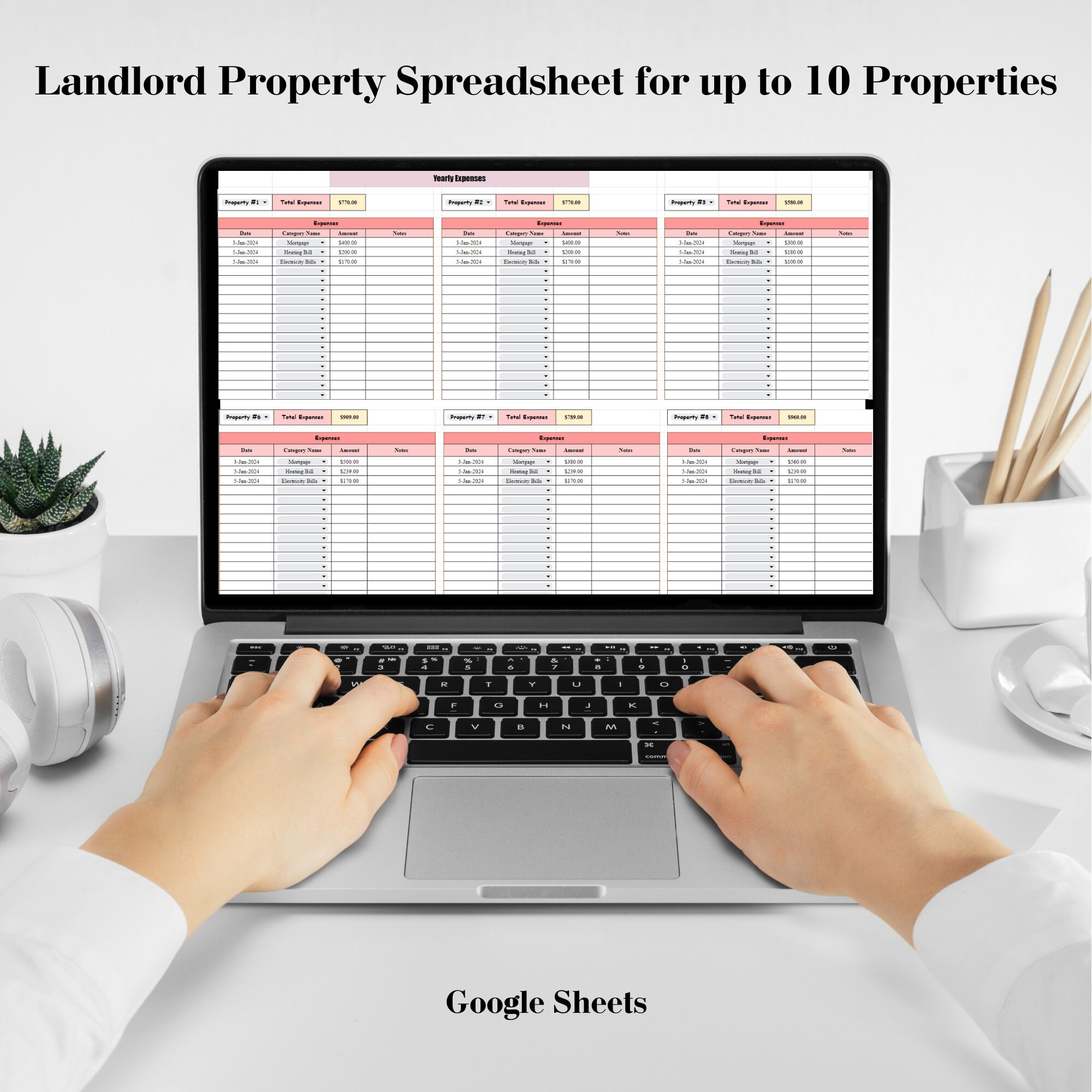 Landlord Property Spreadsheet in Google Sheets for up to 10 Properties ...
