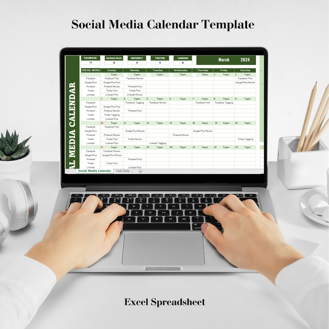 Social Media Calendar Template Excel, Social Media Monthly Content ...